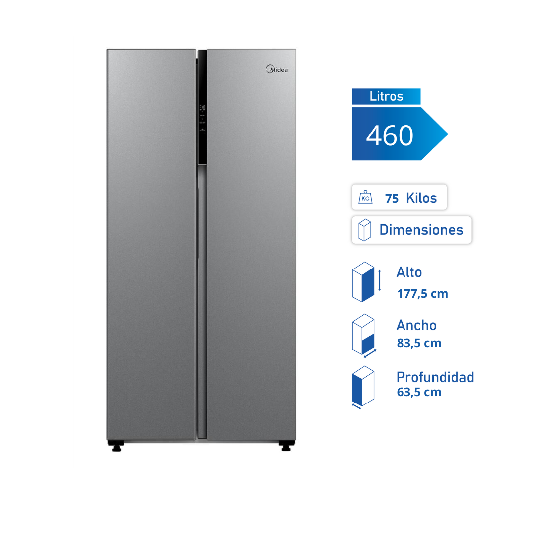 Refrigerador Midea Side by Side No Frost Light Silver 460 lts - Wasi